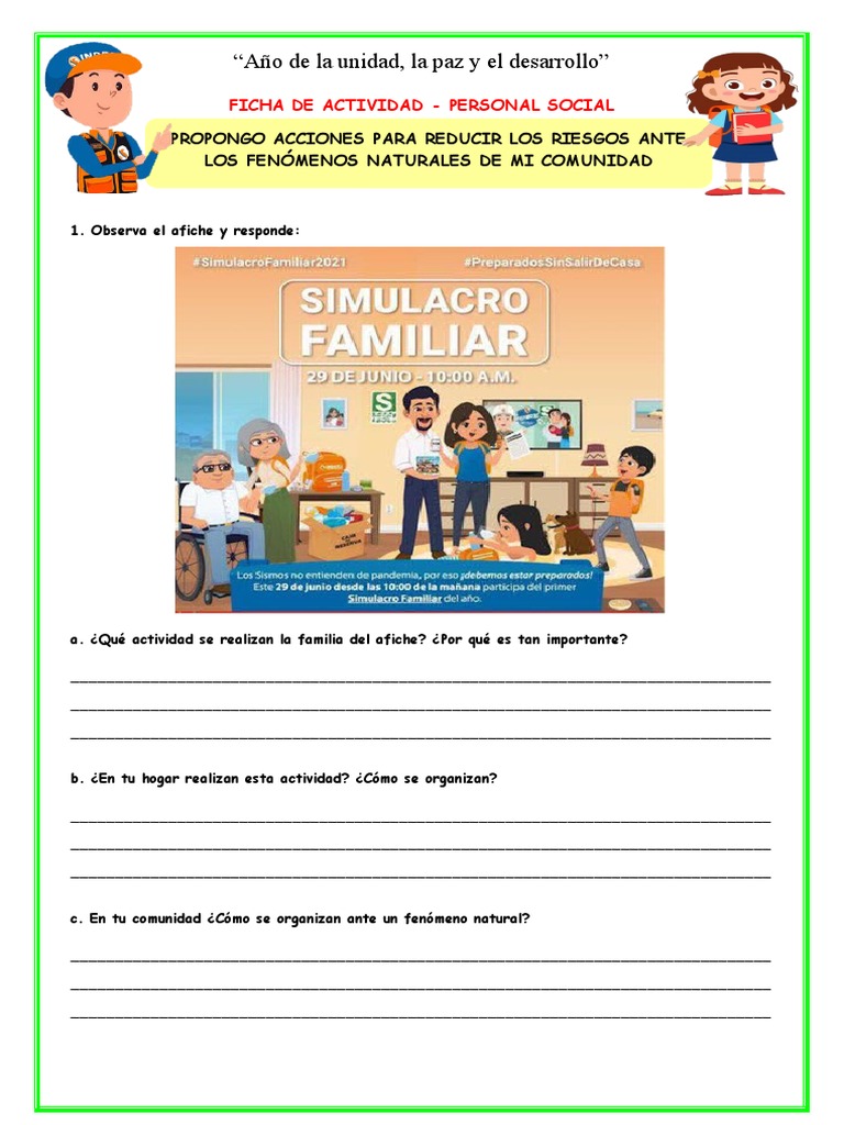 Ficha-Viern-Ps-Propongo Acciones para Reducir Los Riesgos Ante Los Fenómenos Naturales de Mi ...