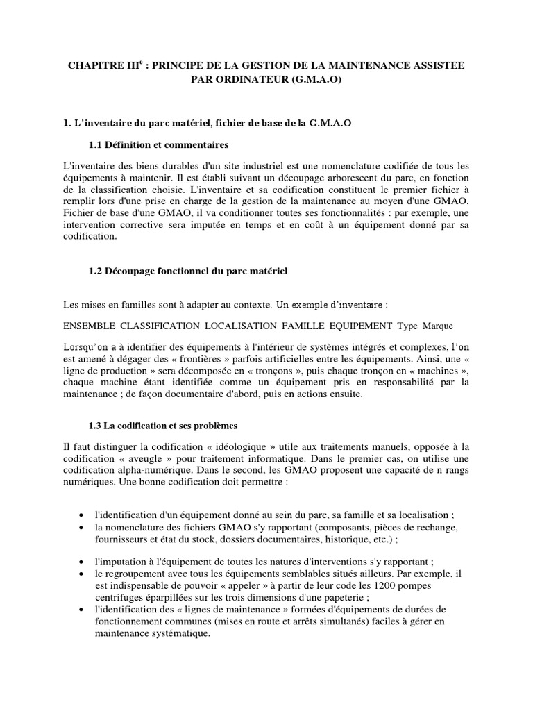 Gestion Efficace de la Maintenance | PDF