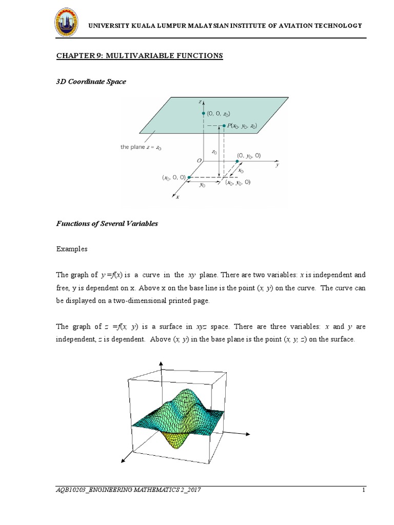 Chapter 9 Multivariable Functions Pdf Mathematical Physics Differential Calculus