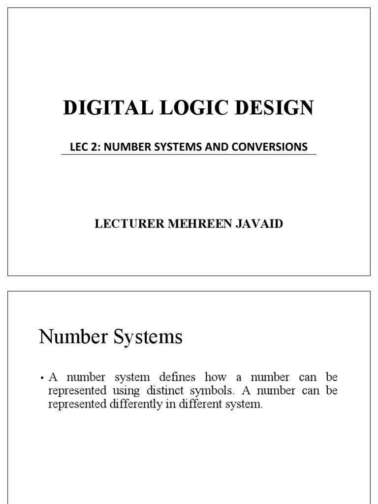 Lec 2 Number Systems and Conversions | PDF | Decimal | Subtraction