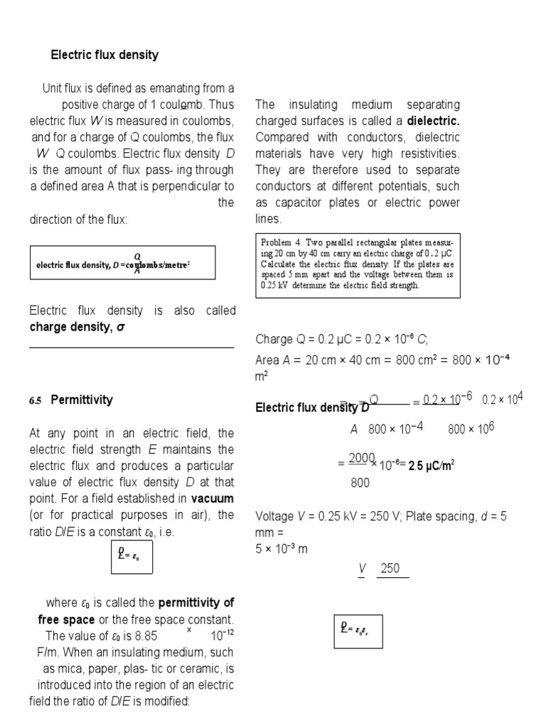 Electric Ux Density | PDF | Capacitor | Series And Parallel Circuits
