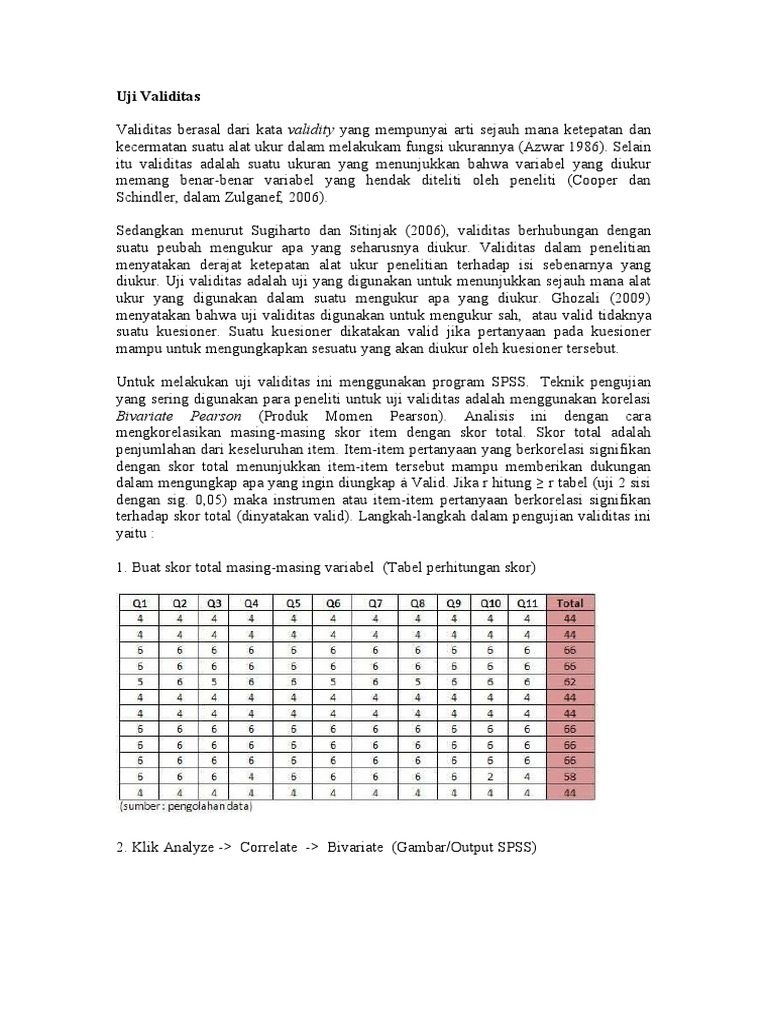Uji Validitas Dan Reabilitas | PDF