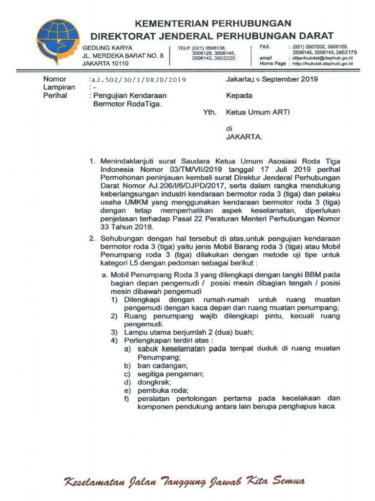 Pengujian Kendaraan Bermotor Roda 3 - Arti Stample | PDF