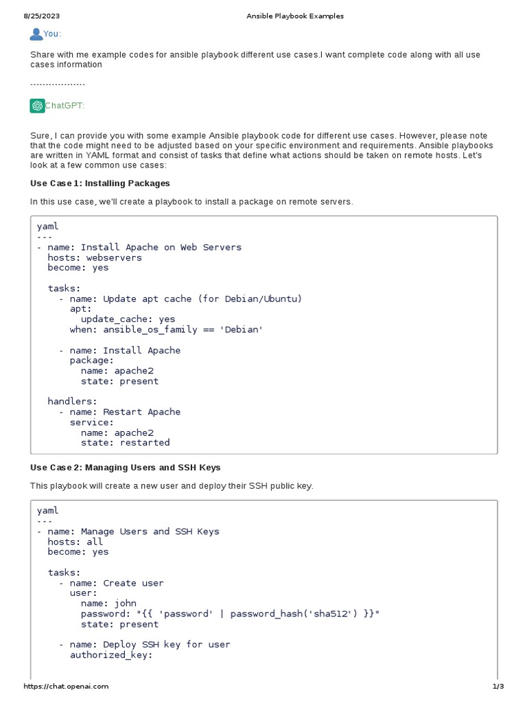 Ansible Playbook Examples | PDF | World Wide Web | Internet & Web Ansible Playbook Examples | PDF | World Wide Web | Internet & Web