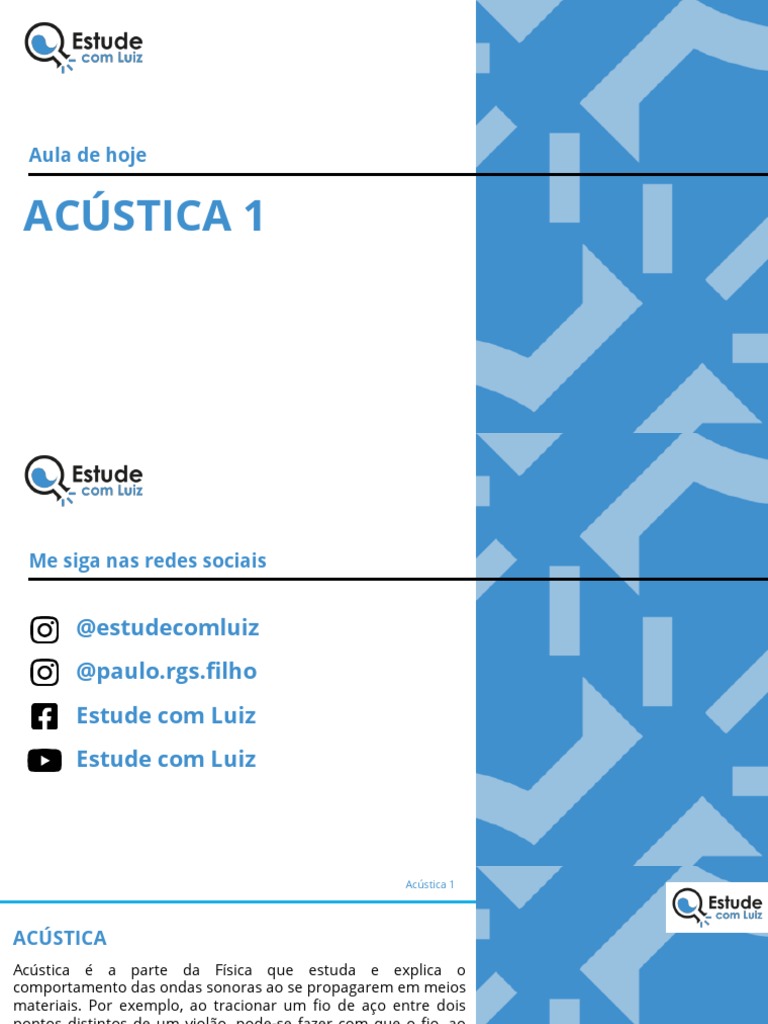 Estude Física 1 - Acústica | PDF | Som | Acústica