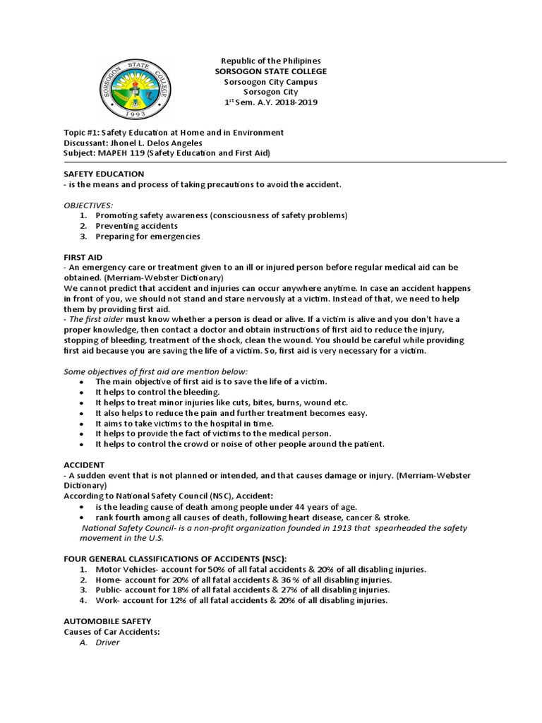 Report in Mapeh 119-Reporter's Guide | Download Free PDF | Traffic Collision | First Aid