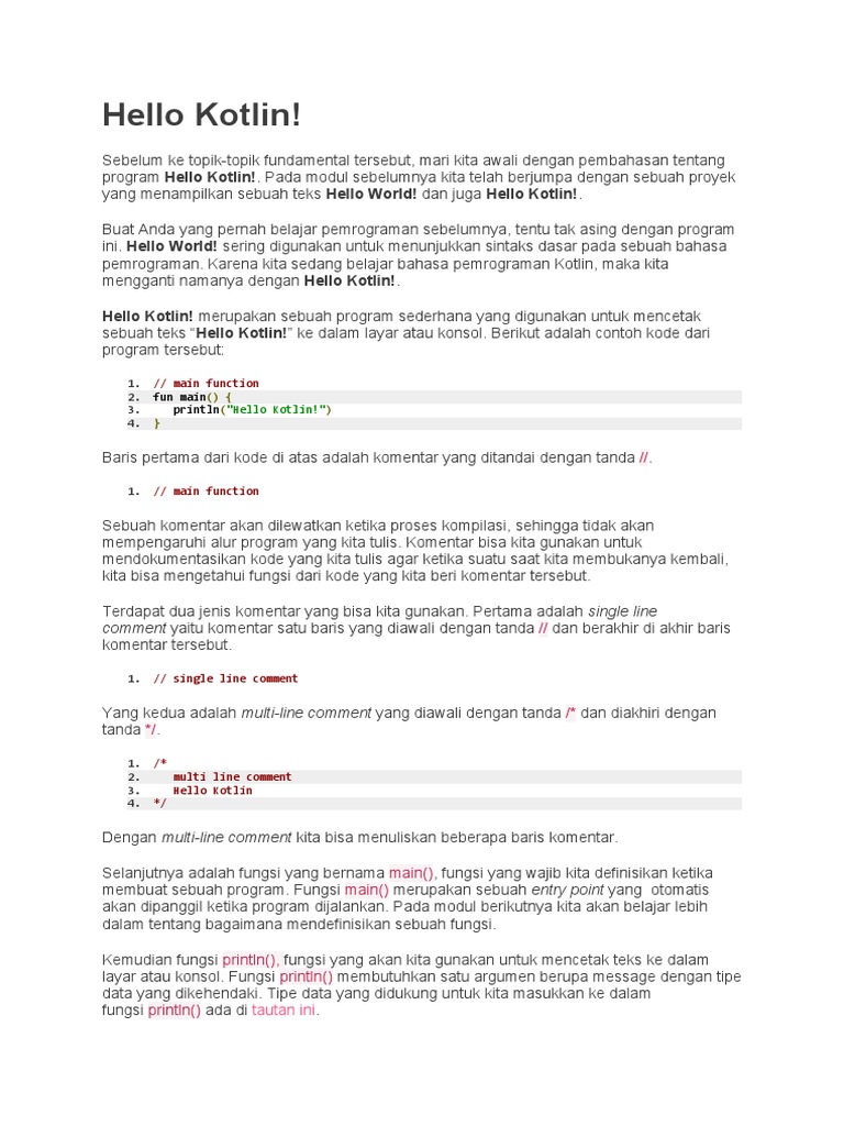 Pelatihan Kotlin | PDF
