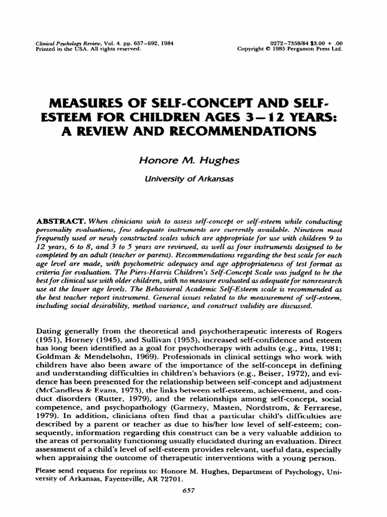 Hughes 1984 | PDF | Self Esteem | Self Concept