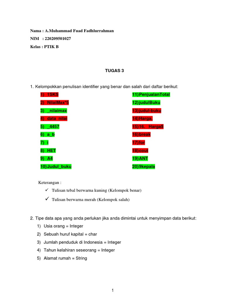 Tugas 3 Algortitma Dan Pemograman Dasar - A.Muhammad Fuad Fadhlurrahman ...