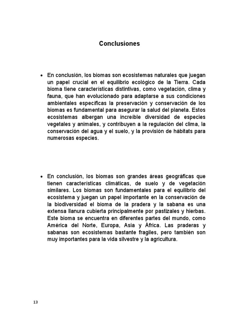Conclusiones Biomas | PDF
