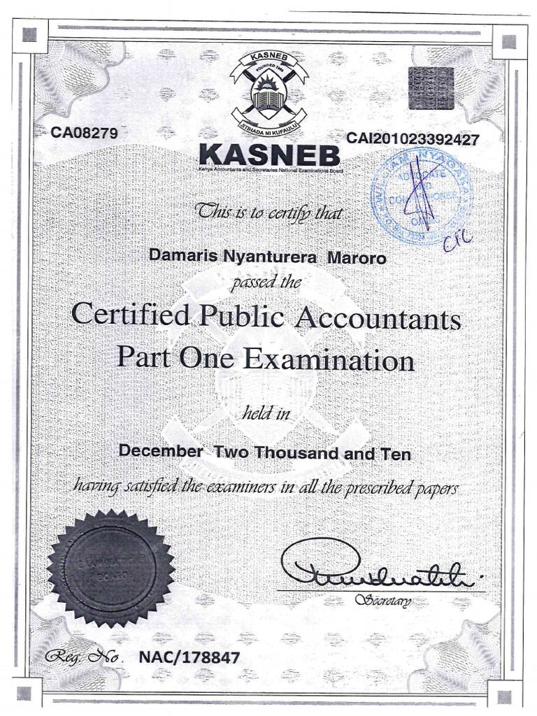 Cpa Part 1 Certificate | PDF