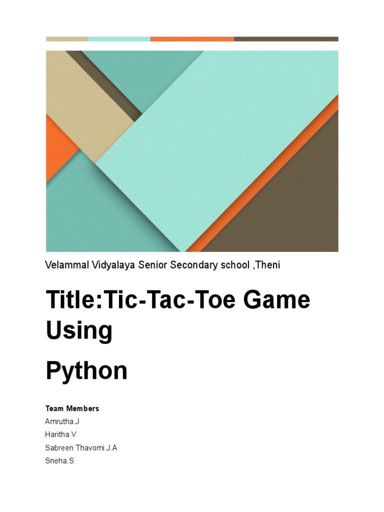 Cs Project Tic Tac Toe Game Using Pdf Computer Science System Software