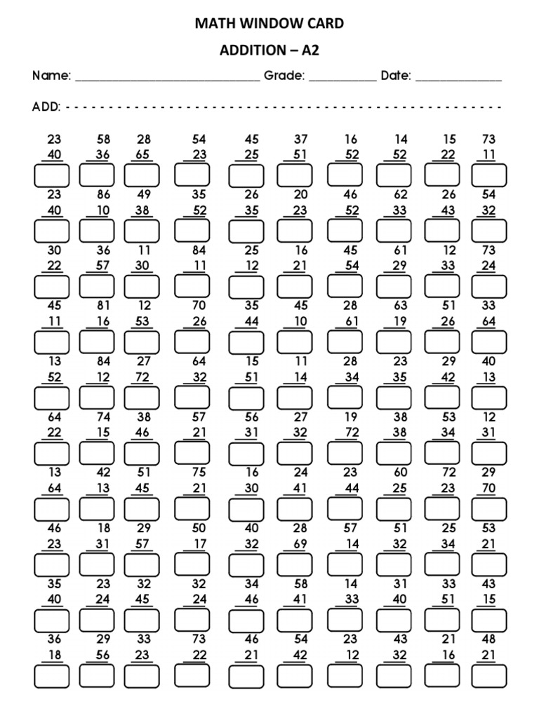 WINDOW CARD Grade 5 6 | PDF