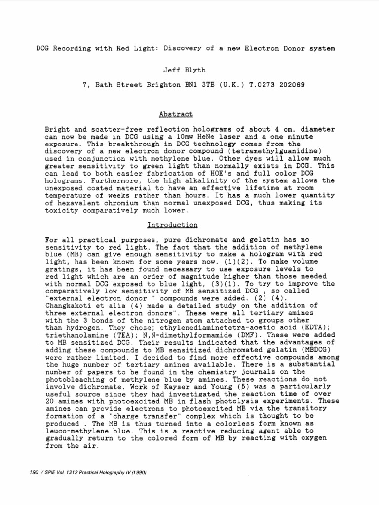 DCG Recording With Red Light | PDF | Holography | Ethylenediaminetetraacetic Acid