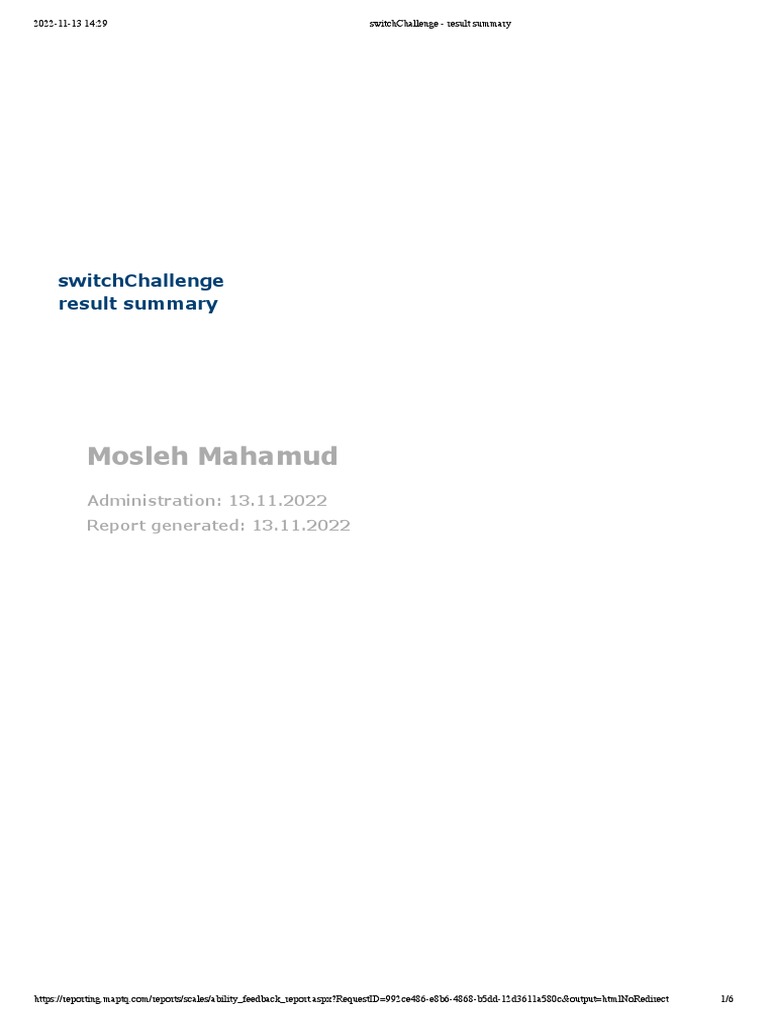 Switchchallenge - Result Summary | PDF