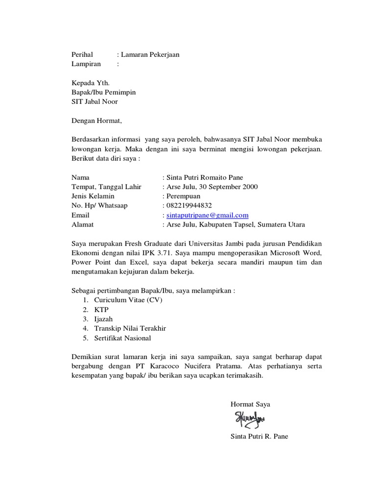 Surat Lamaran S | PDF