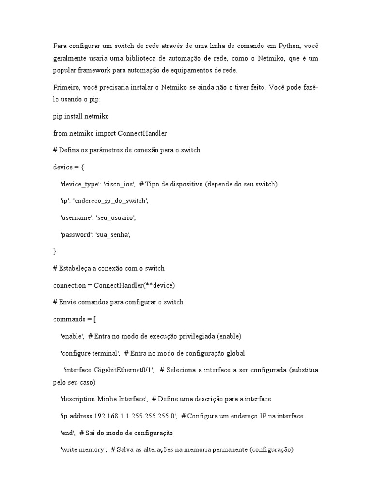 Para Configurar Um Switch de Rede Através de Uma Linha de Comando em ...