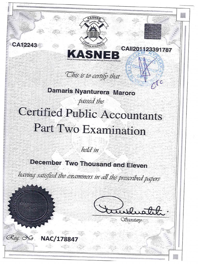 Cpa Part 2 Certificate | PDF