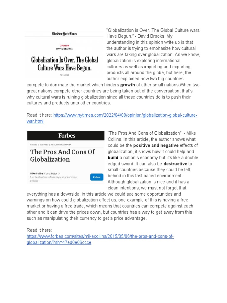 Globalizationassignment | PDF | Globalization | Trade