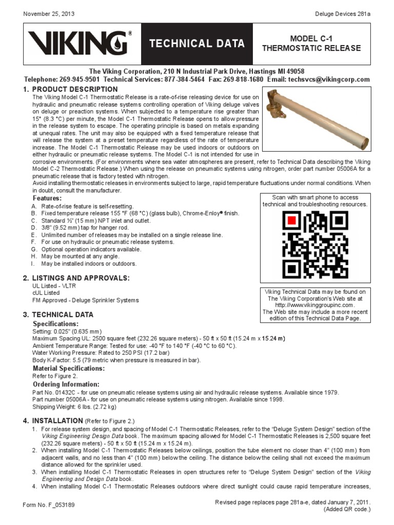 Viking Thermostatic Release-Model C1 | PDF