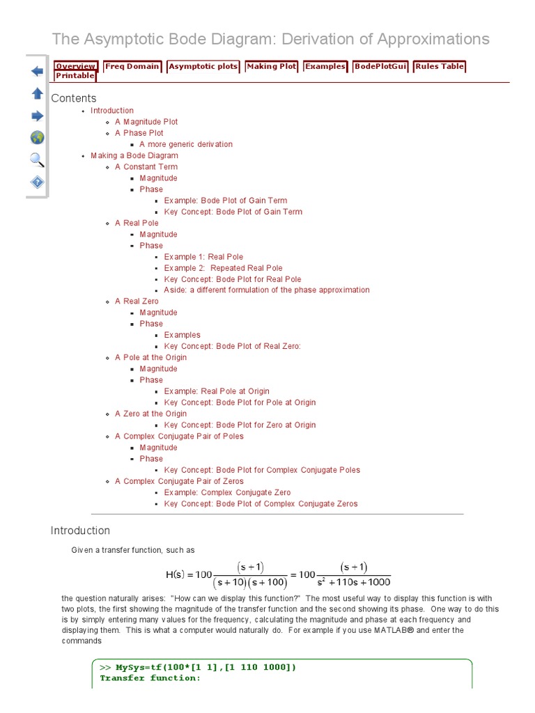 The Asymptotic Bode Diagram - Derivation of Approximations | PDF | Mathematical Analysis ...