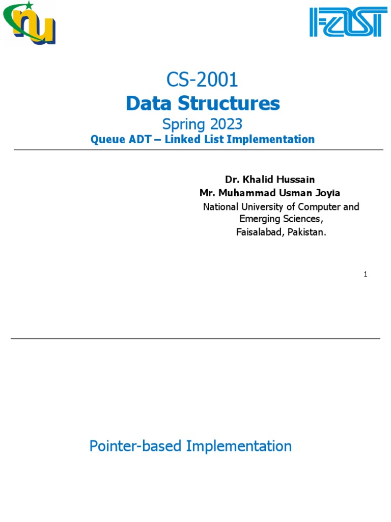 Lecture 9 - Pointer Based Queues Linked List | PDF | Queue (Abstract Data Type) | Pointer ...
