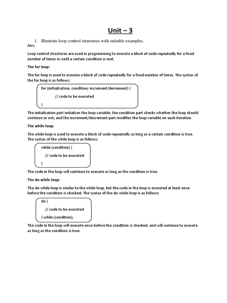 Unit 3 Cpps | PDF | Control Flow | Software Development