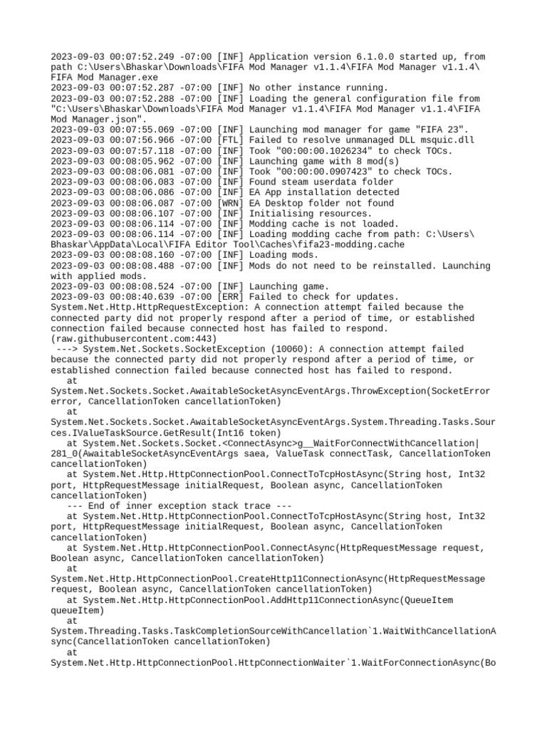 FIFA Mod Manager Log Analysis | PDF | Operating System Families | Computer Science