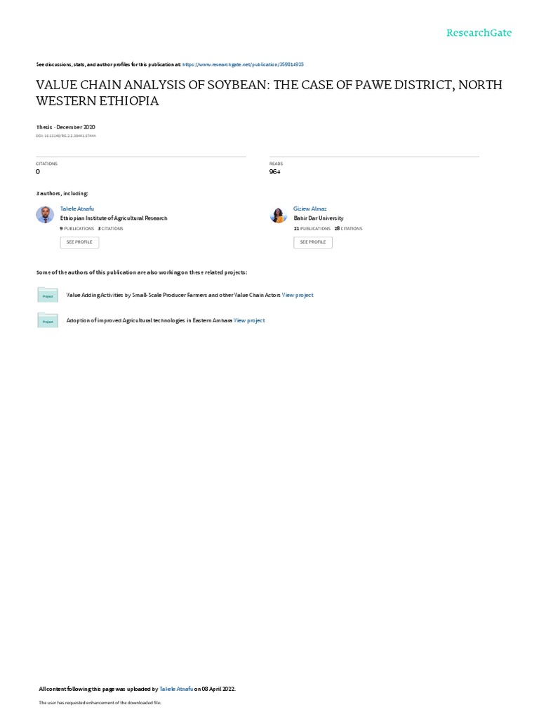 TakeleFinalApprovedThesis16 12 2020 | PDF | Value Chain | Value (Economics)