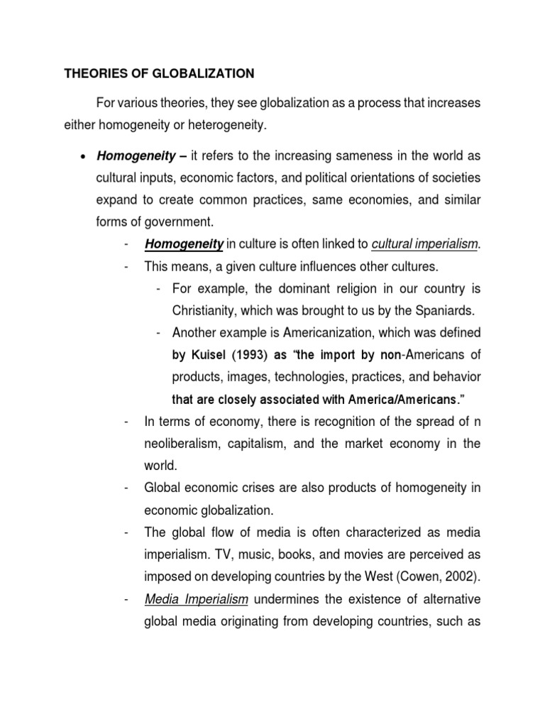 Handout 1 | PDF | World Systems Theory | Globalization