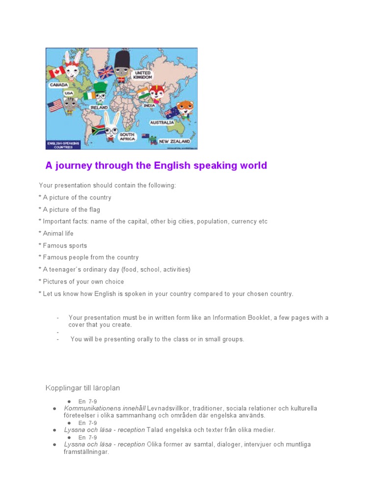 A Journey Through The English Speaking World | PDF
