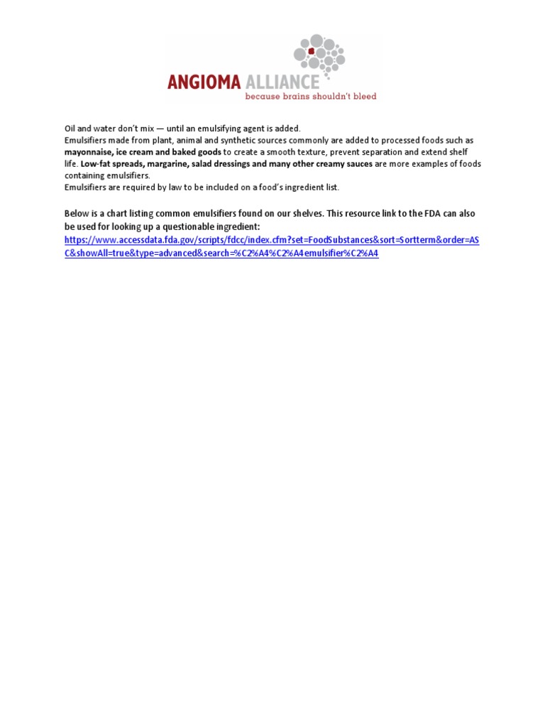 Emulsifier List | Download Free PDF | Desserts | Cakes