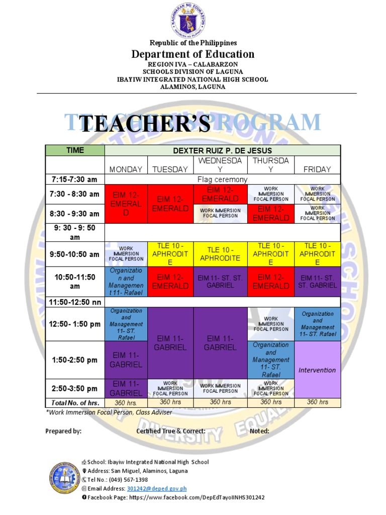 Dexter-Teacher-Program - 1st Sem | PDF