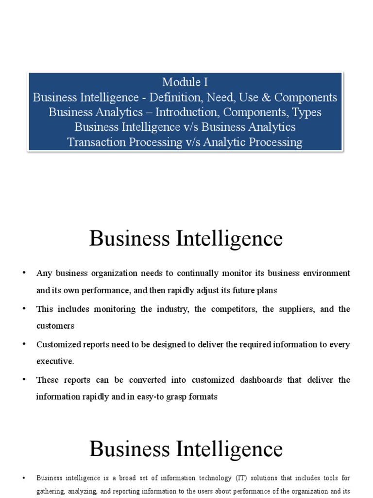 Business Intelligence and Analytics Overview | PDF | Analytics ...