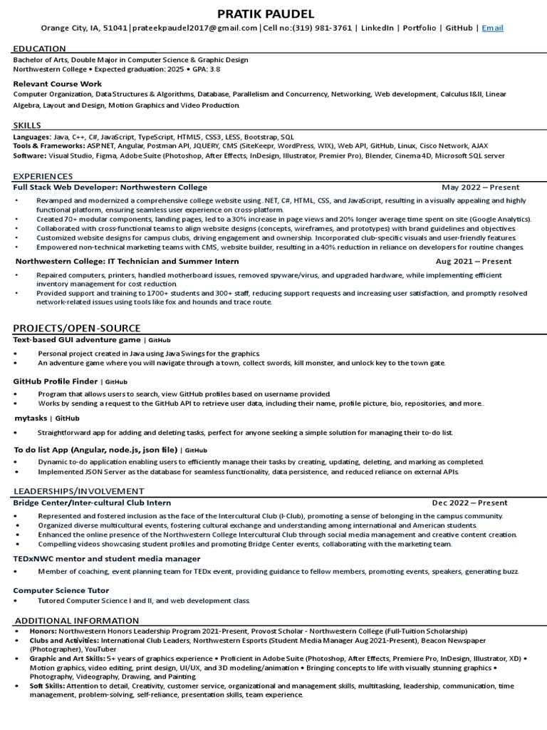 Resume Pratik Paudel | PDF | Web Design | Java Script
