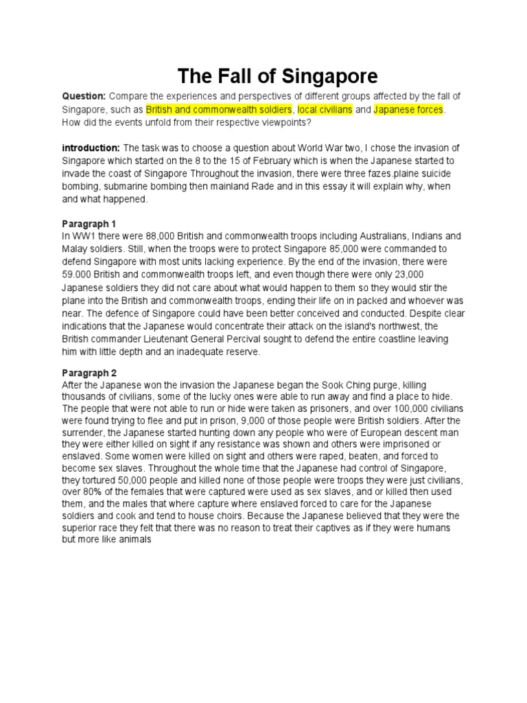 The Fall of Singapore | PDF | Empire Of Japan | International Relations