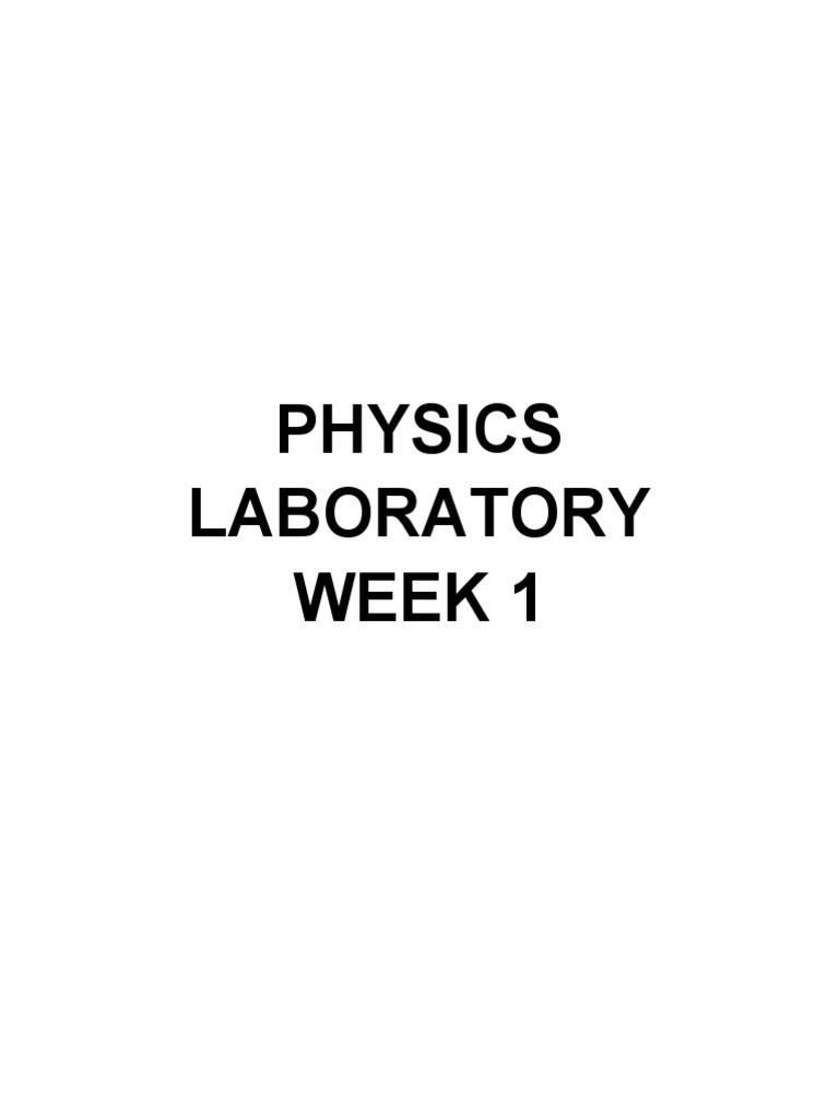 Physics Laboratory Week 1 | PDF