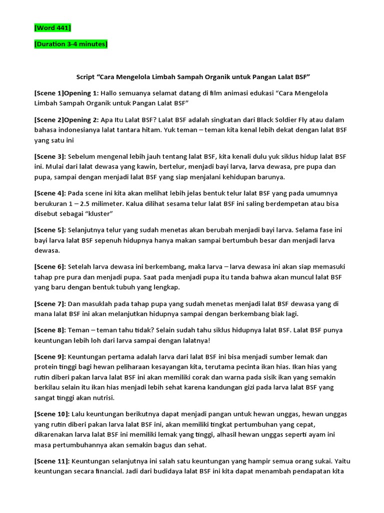 Script Animasi Lalat BSF | PDF