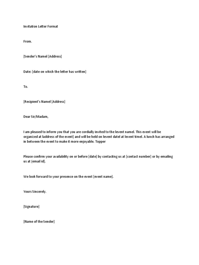 Invitation Letter Format | PDF