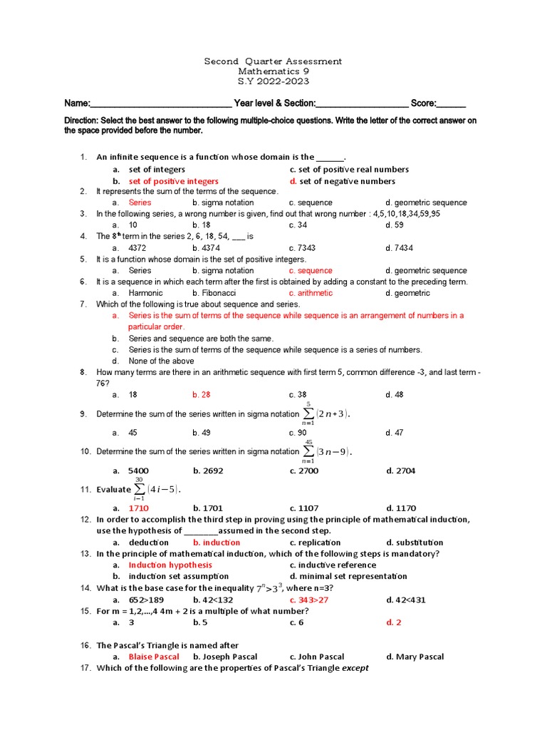 PRECAL 60 Items (2nd) | PDF | Sequence | Numbers