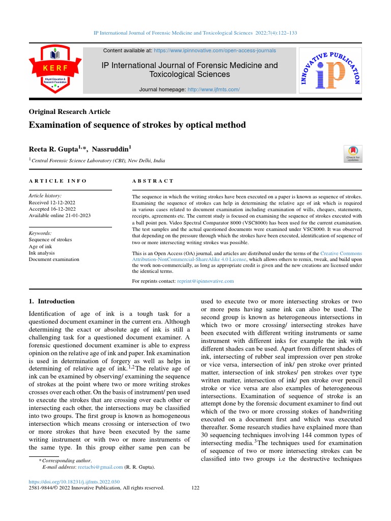 Examination of Sequence of Strokes by Optical Meth | PDF
