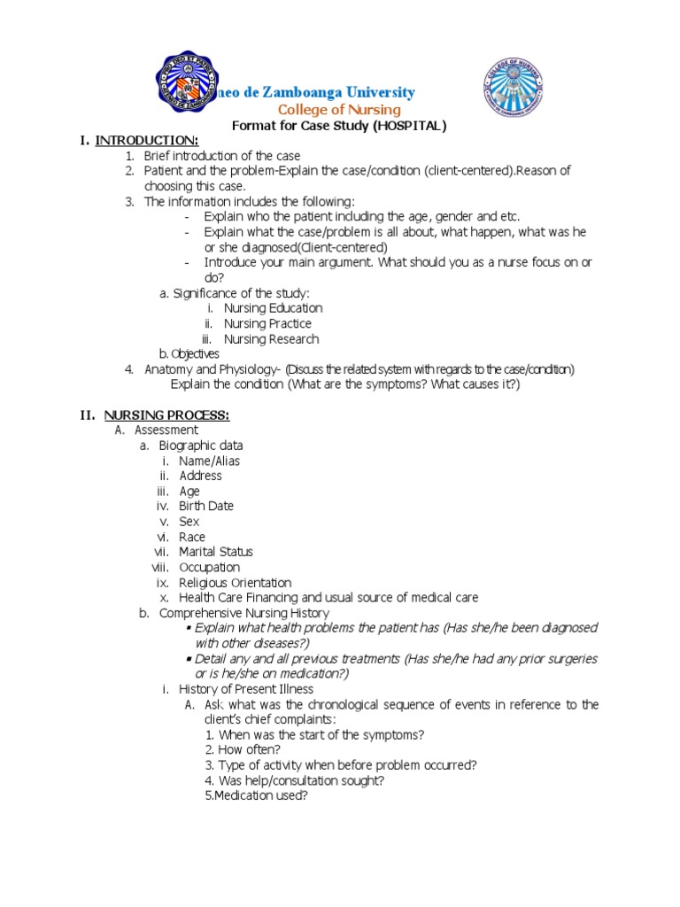 Case Study Format | PDF | Nursing | Patient