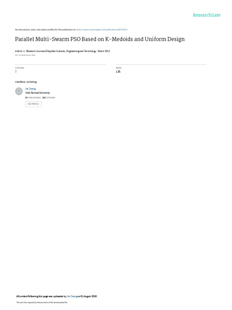 Parallel Multi-Swarm PSO Based On K-Medoids and Un | PDF