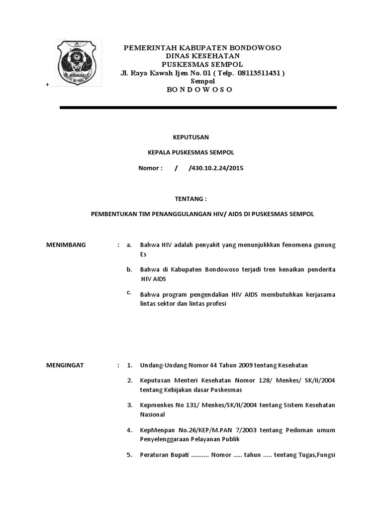 SK Tim Penanggulangan HIV AIDS | PDF