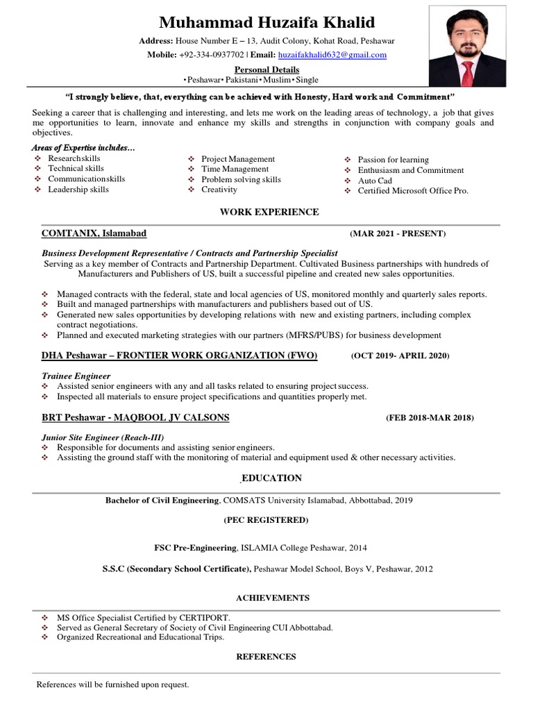Huzaifa CV 1 | PDF | Business