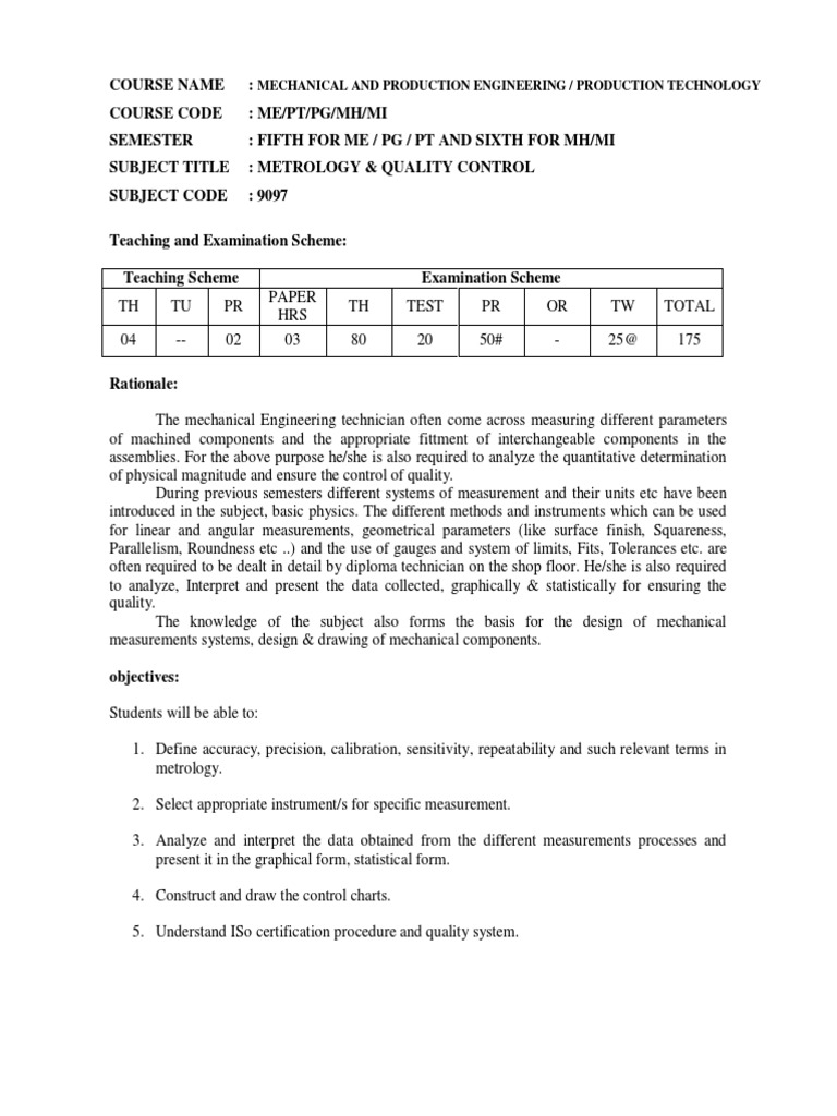 9097 - Metrology & Quality Control | PDF | Statistics | Accuracy And Precision