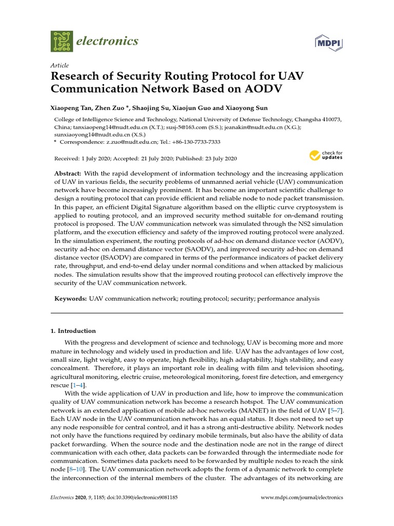 2020 Research Of Security Routing Protocol For Uav Communication Network Based On Aodv Pdf 