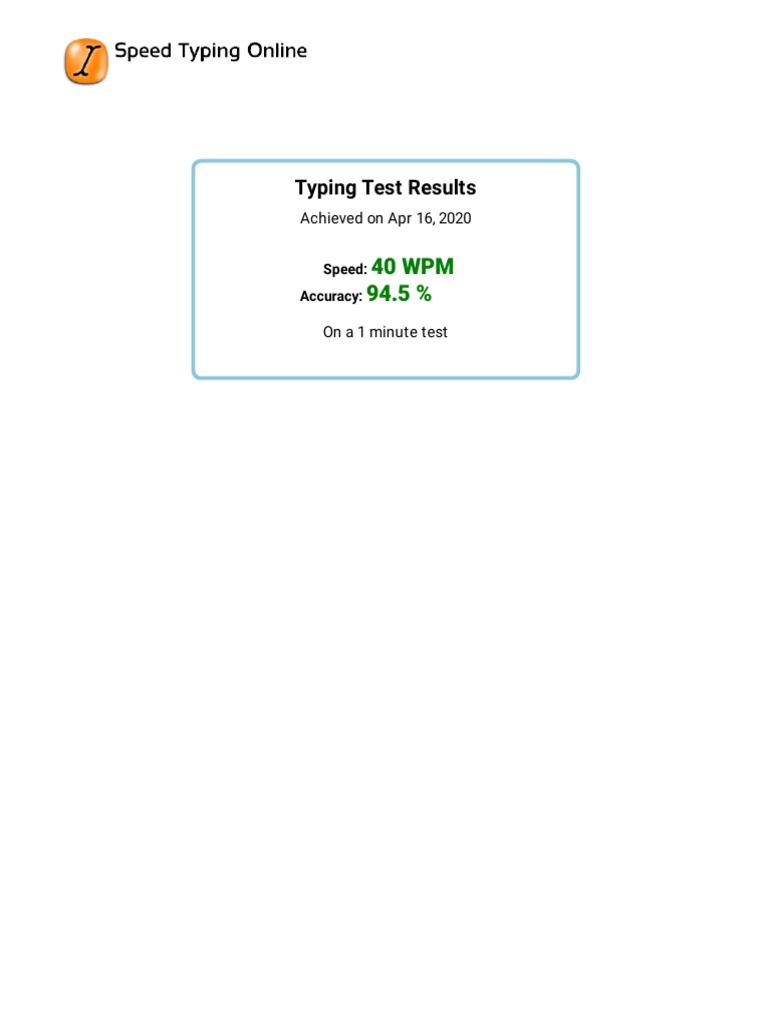 Typing Test Results - SpeedTypingOnline | PDF