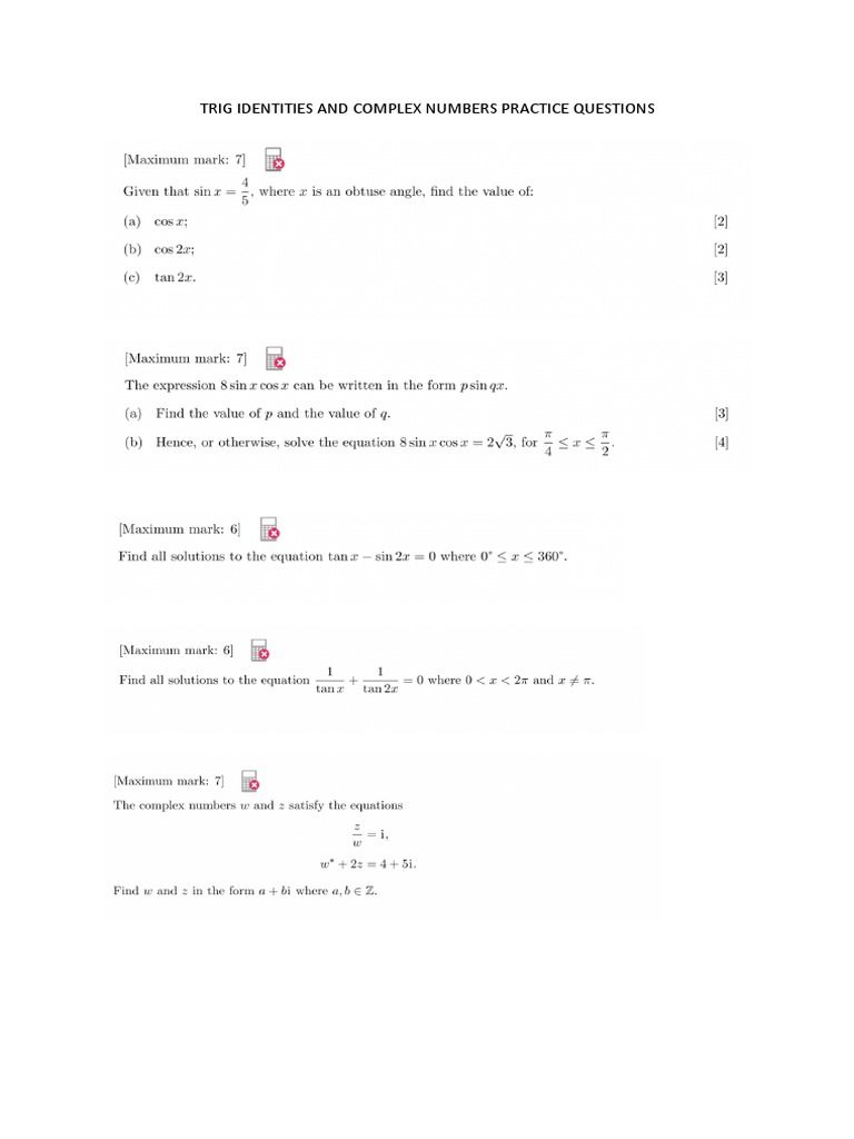 Trig Identities and Complex Numbers | PDF