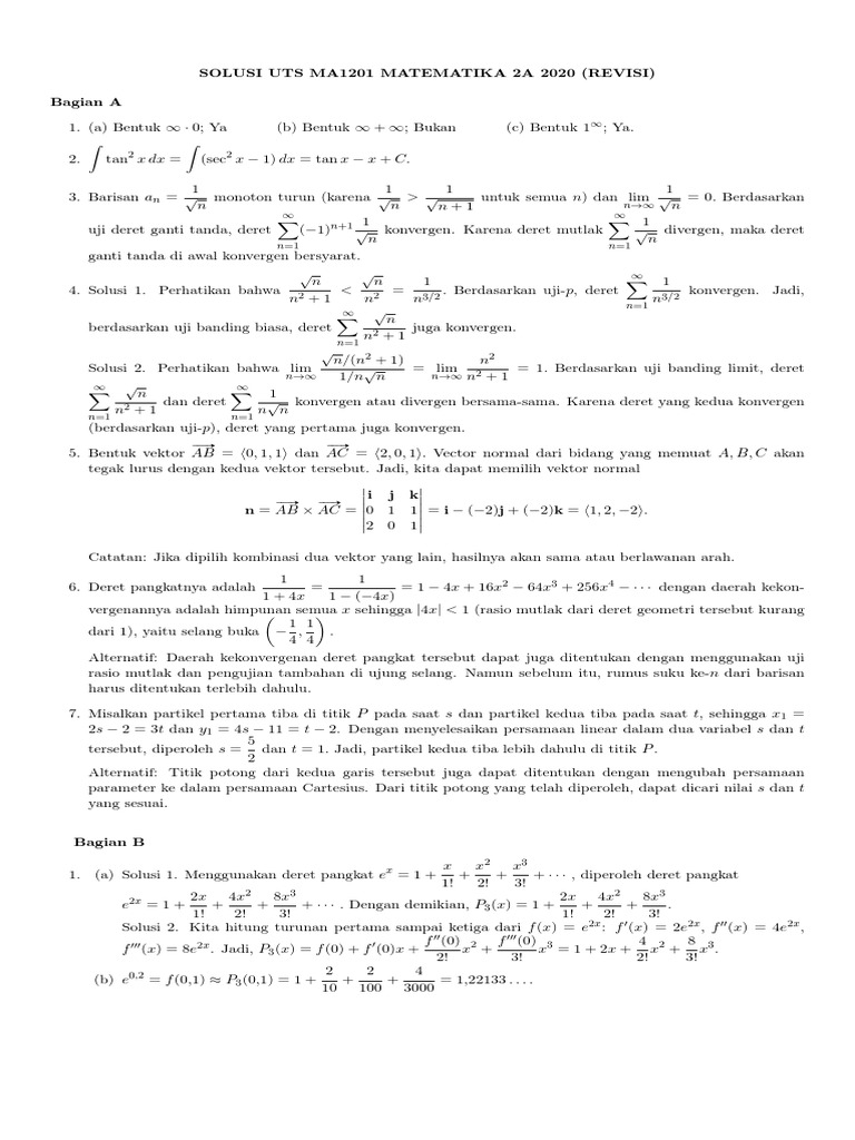 Solusi UTS ITB Latihan Sem 2 2011-2020 | PDF